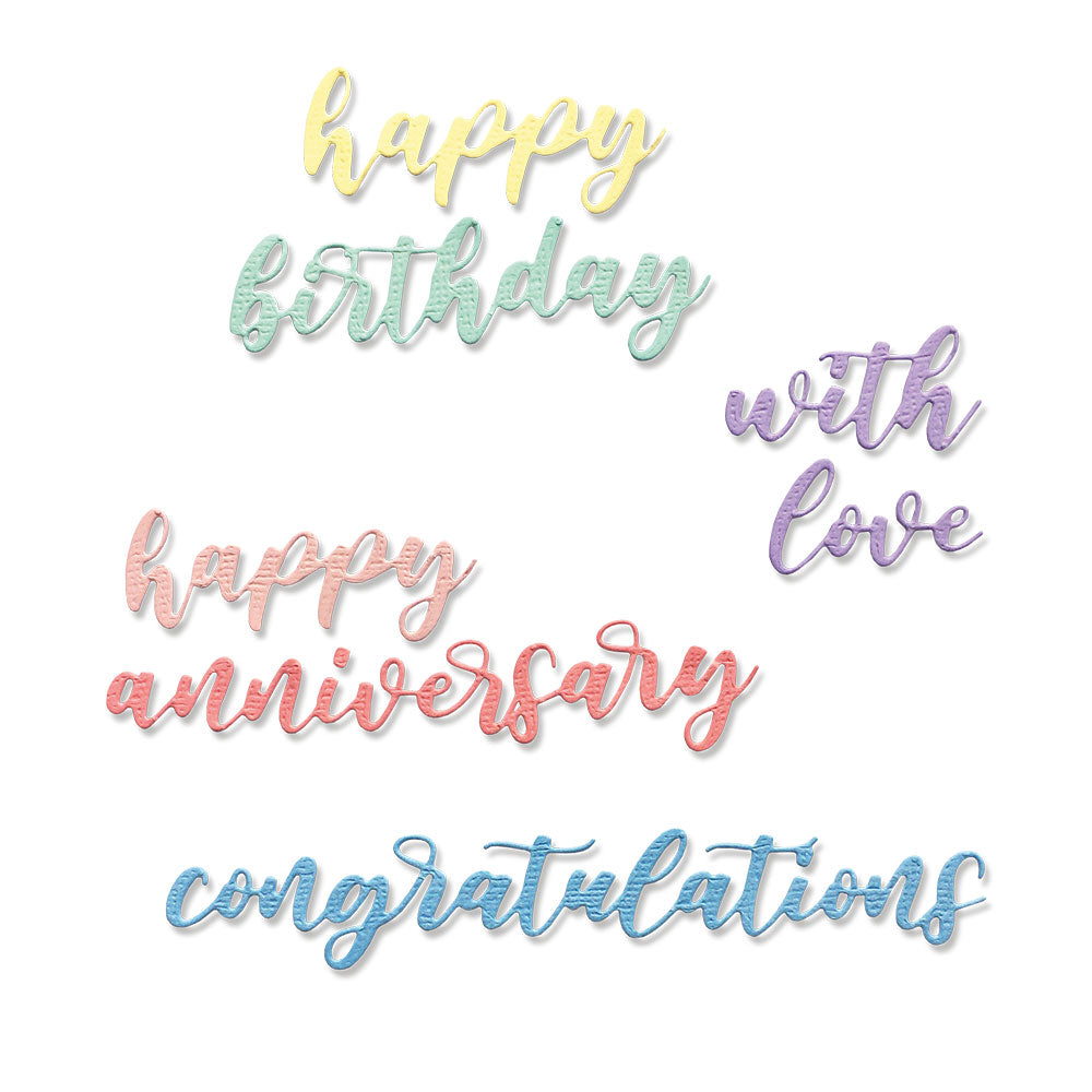 Sizzix Thinlits Die Set 6pk Script Sentiments Uk 5594