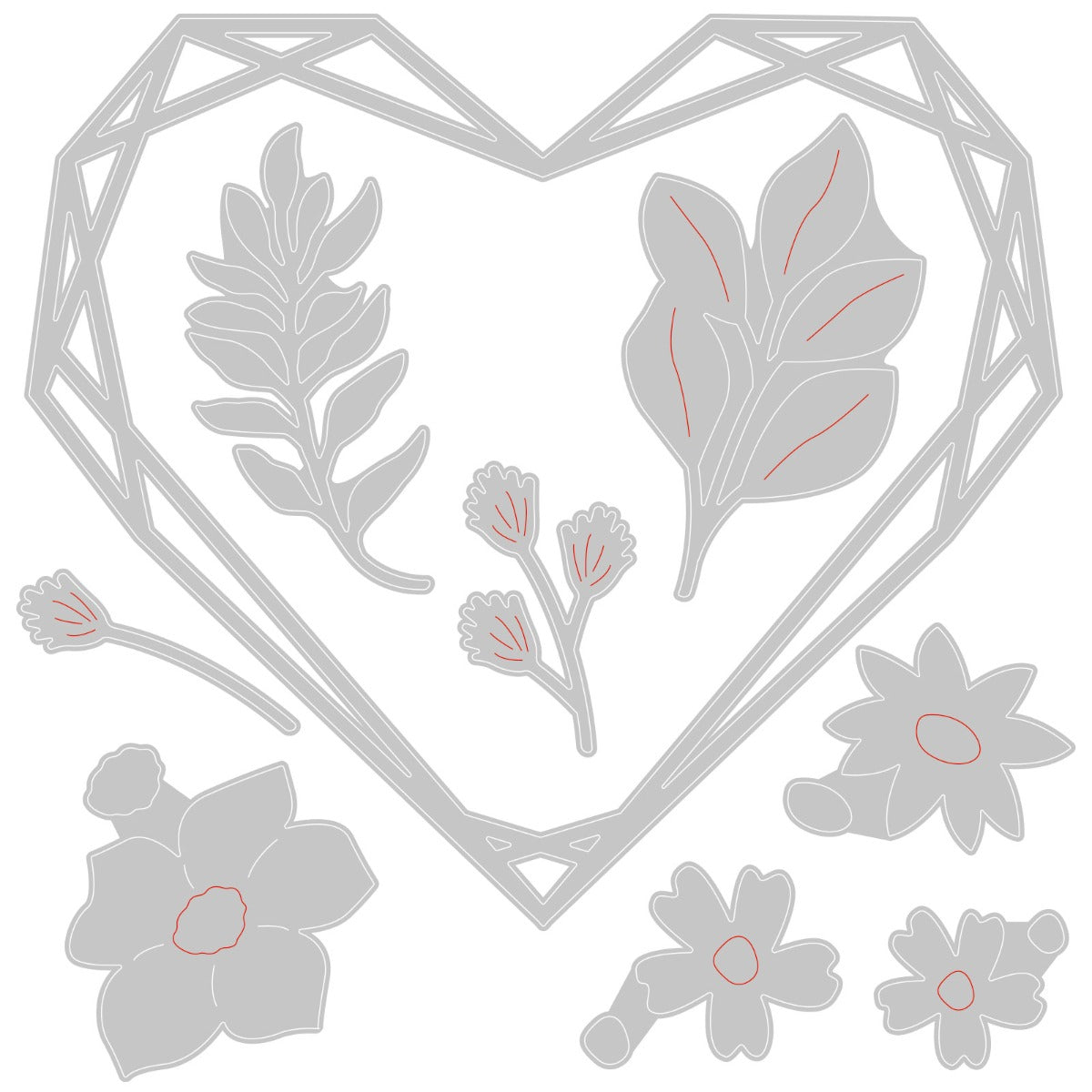 Sizzix Thinlits Die Set 9PK - Floral Geo Heart Frame – Sizzix.co.uk