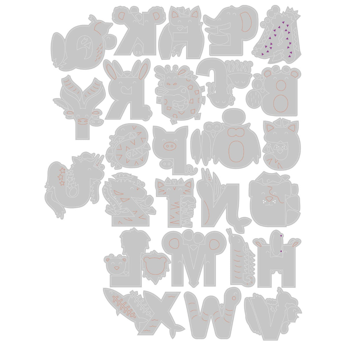 Sizzix Thinlits Die Set 26PK Animal Alphabet – Sizzix.co.uk