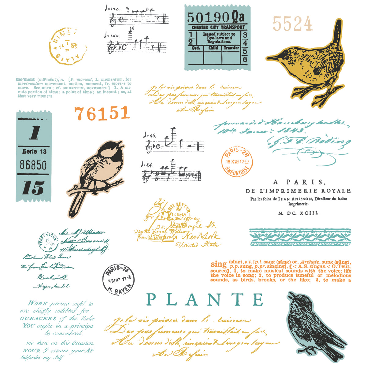 Sizzix A5 Clear Stamps 23PK w/5PK Framelits Die - Bird Song by 49 and ...