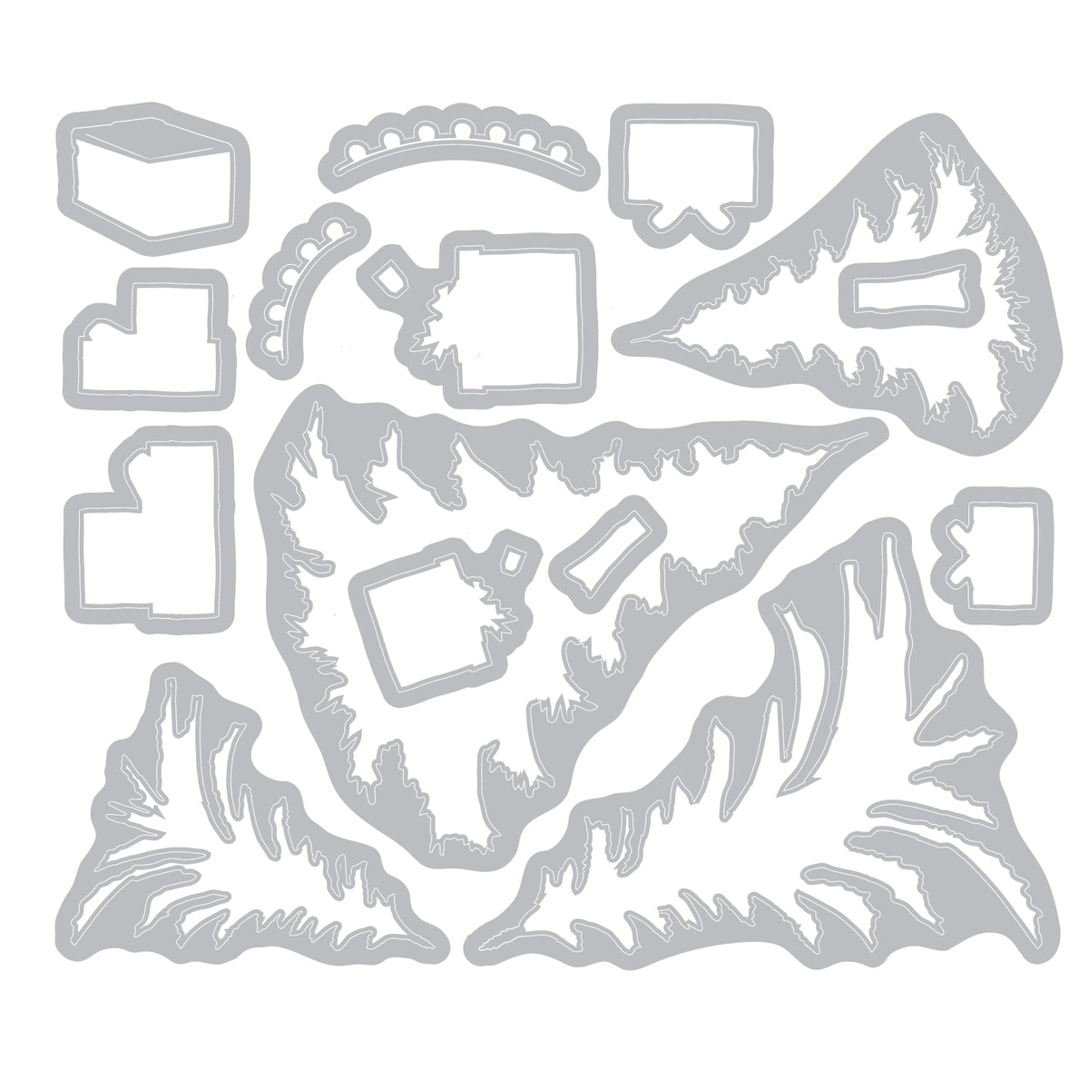 Sizzix Clear Stamps Set 17PK w/15PK Framelits - Trees and Trinkets by ...