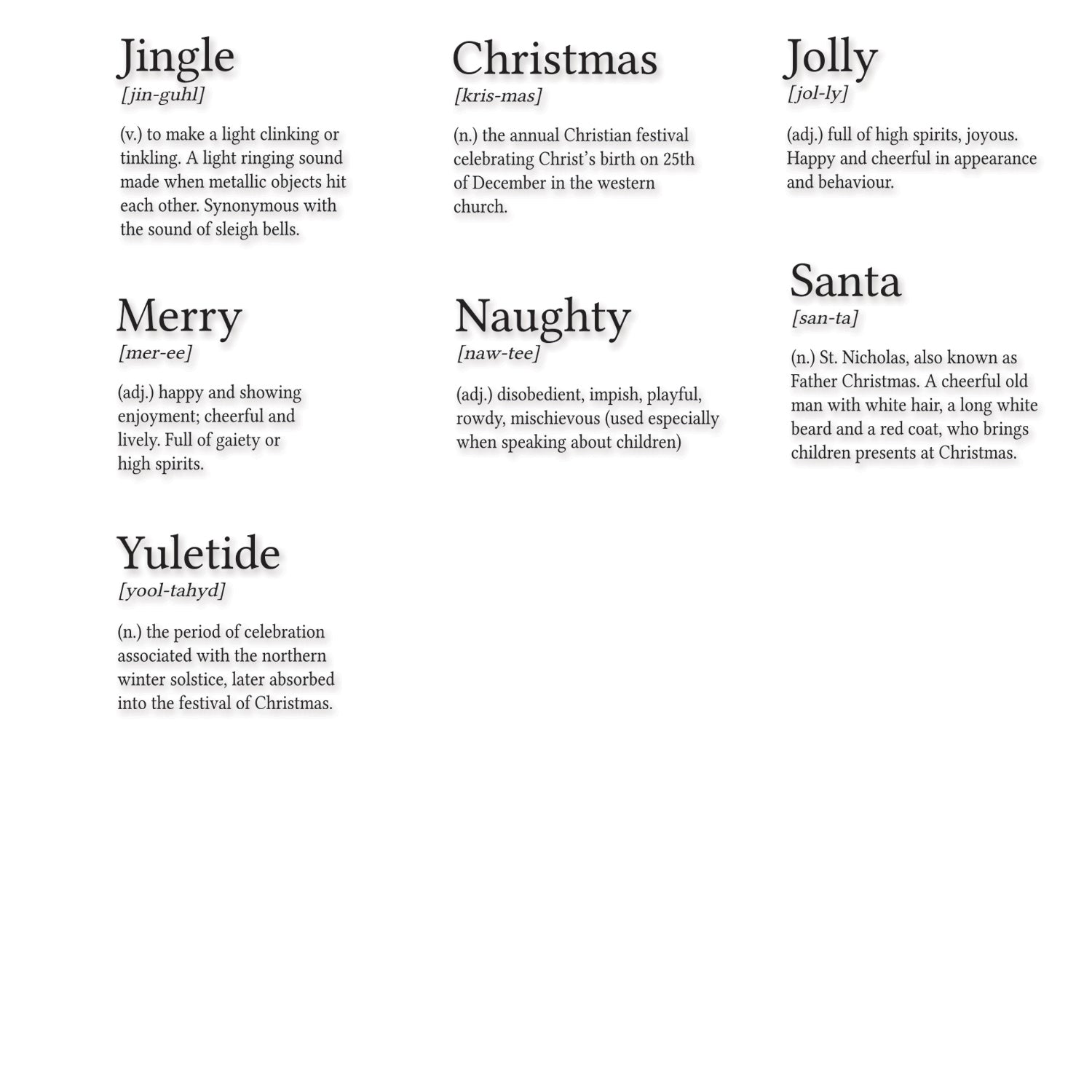 Sizzix Clear Stamps Set 7PK - Festive Dictionary Definitions – Sizzix.co.uk